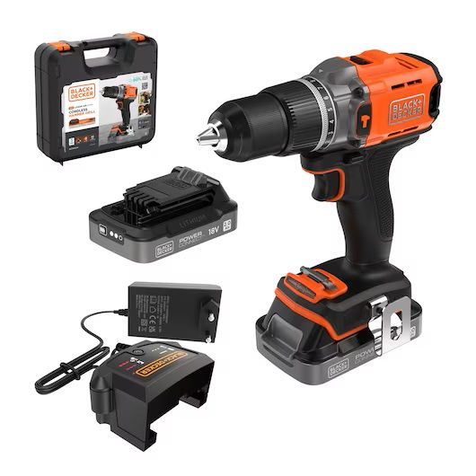 Urbjmašīna-skrūvgriezis Black & Decker BCD383D2XK-QW; 18 V; 2x2,0 Ah ...